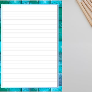 Teal Green Blue Glass Tile Style Stationery Writing Paper Printable ...