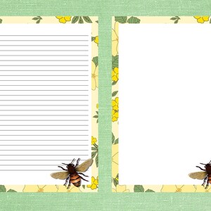 Bee Yellow Floral Stationery Letter Writing Paper Nature Printable ...