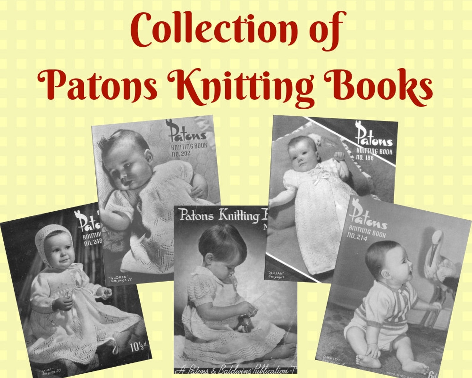 Set of 5 - Vintage Patons Knitting Books - Baby Patterns - Digital ...