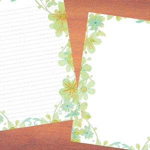 Mid Century Modern Retro Green Floral Stationery Writing Paper ...