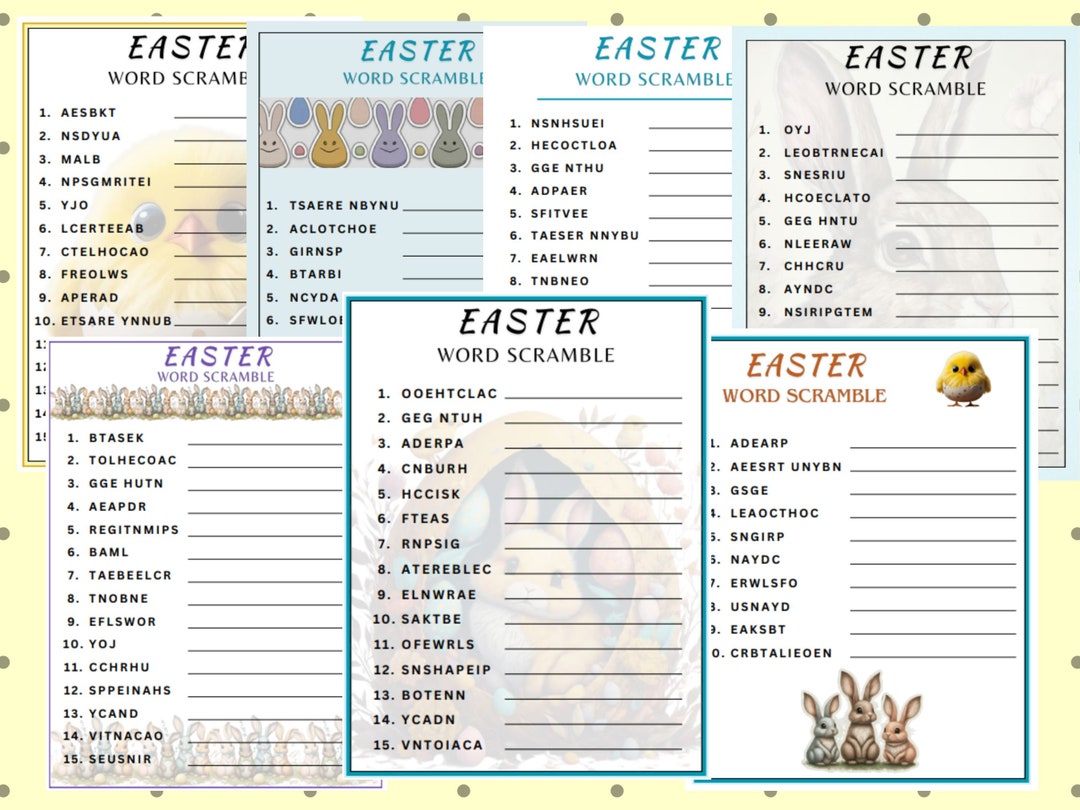 Easter Word Scramble Printable Set of 7 Pages | Instant Download ...