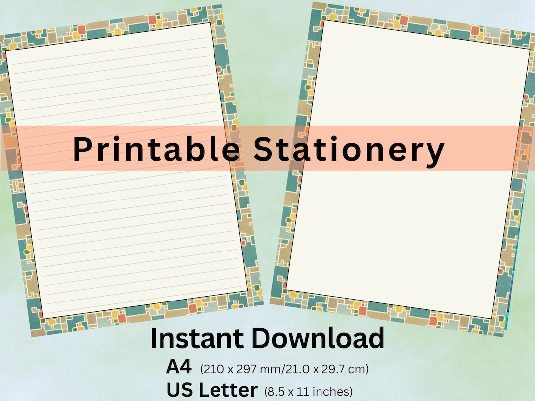 Retro Mod Vintage Geometric Style Stationery Writing Paper Printable ...
