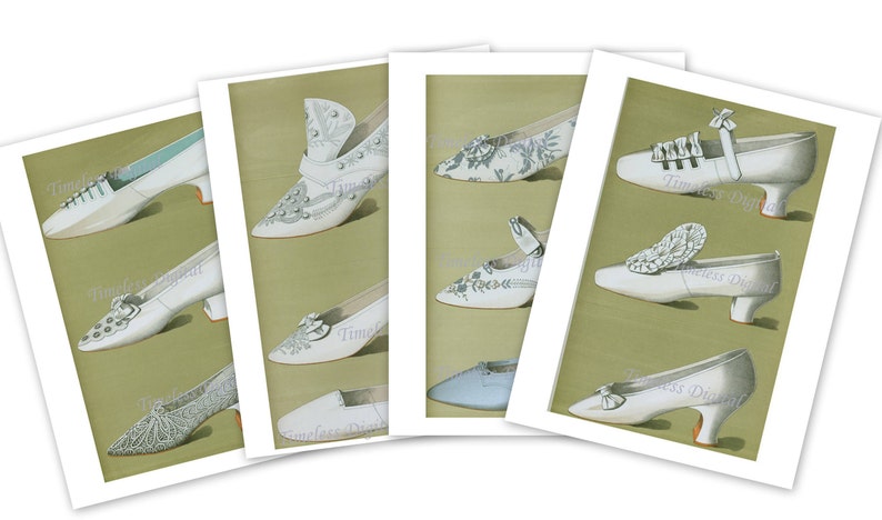 Vintage Wedding Shoes Images - Printable - Set of Four - 4 Large ...