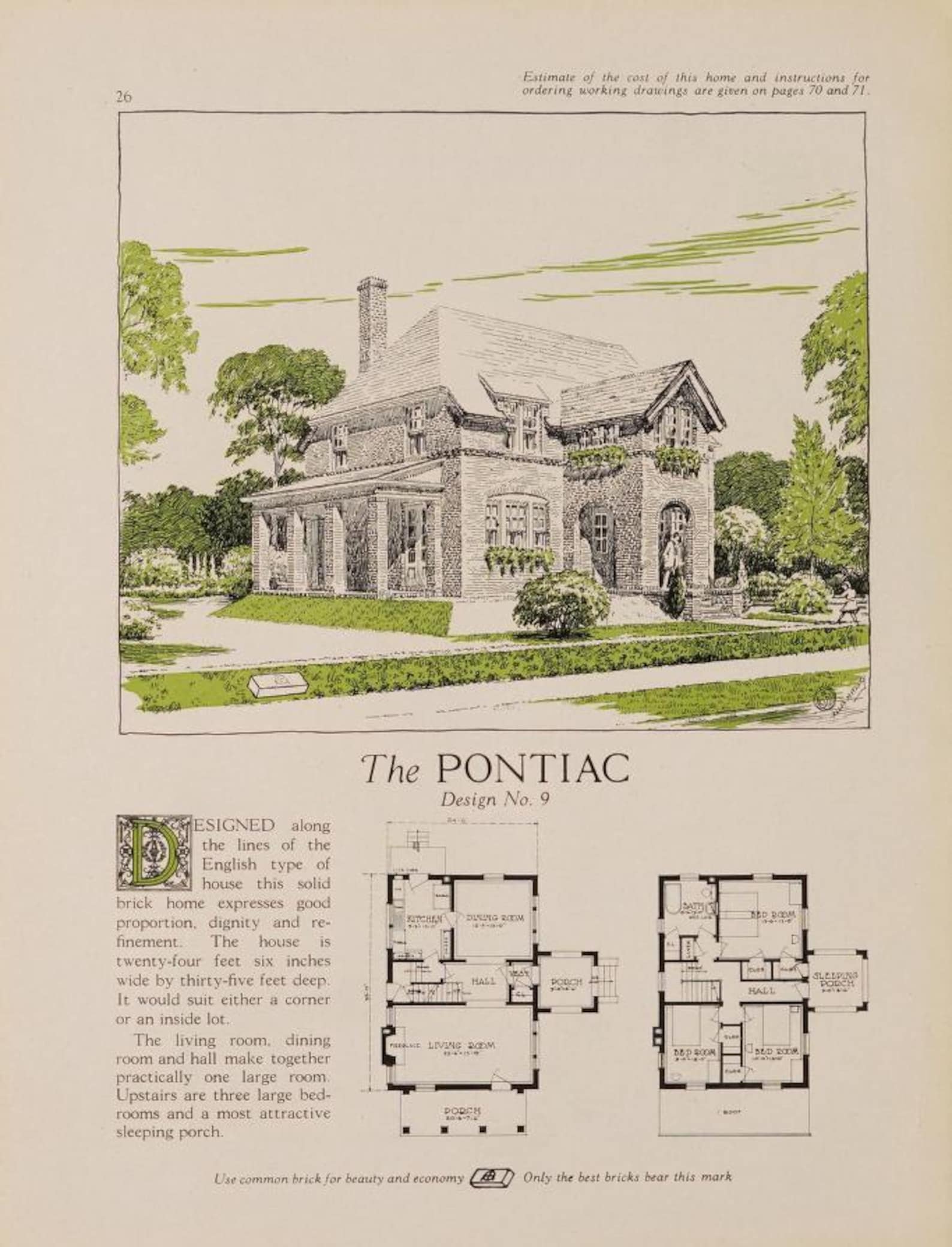35 Vintage 1920 Historic Home Brick Designs for Cottages, Bungalows ...