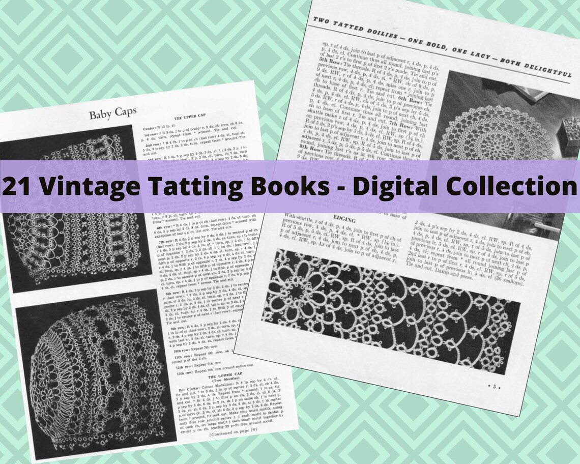 21 Vintage Tatting Digital Books - Patterns - Original Tat Instructions ...