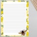 Bee Yellow Floral Stationery Letter Writing Paper Nature Printable ...