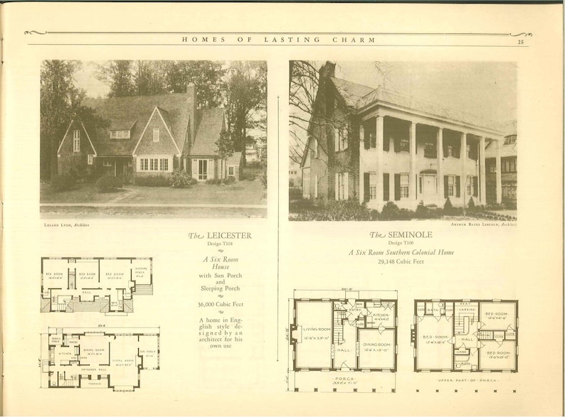 Vintage 1927 Small House Plans Catalog – 120 Brick Home Designs With ...