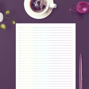 2 Printable Rainbow Colored Lined Pages | Rainbow Colorful Lines ...