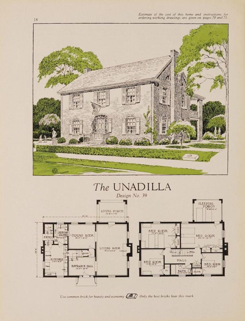 35 Vintage 1920 Historic Home Brick Designs for Cottages, Bungalows ...