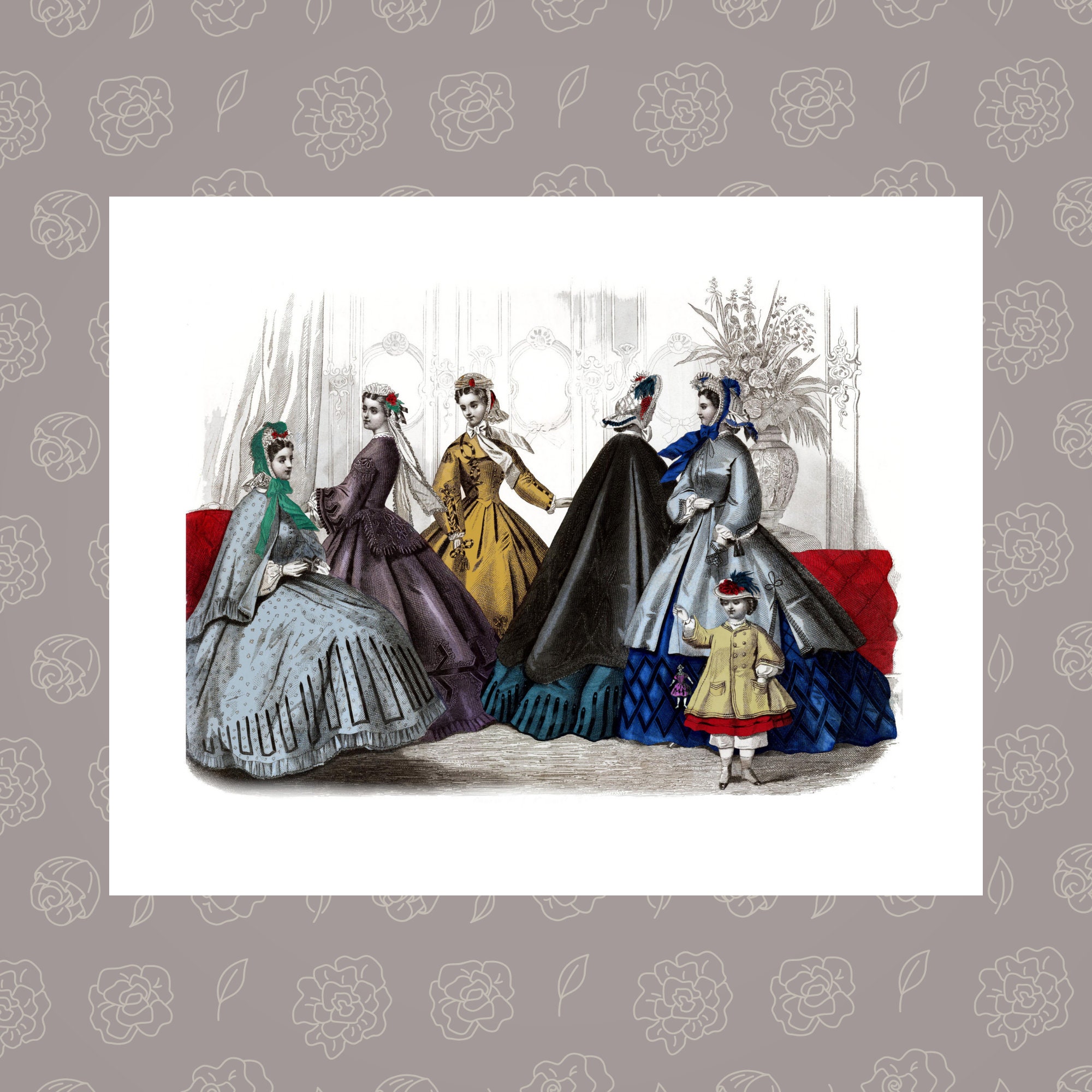 Set of 4 Printable Godey's Lady's Art Decor - Images - Four Vintage ...