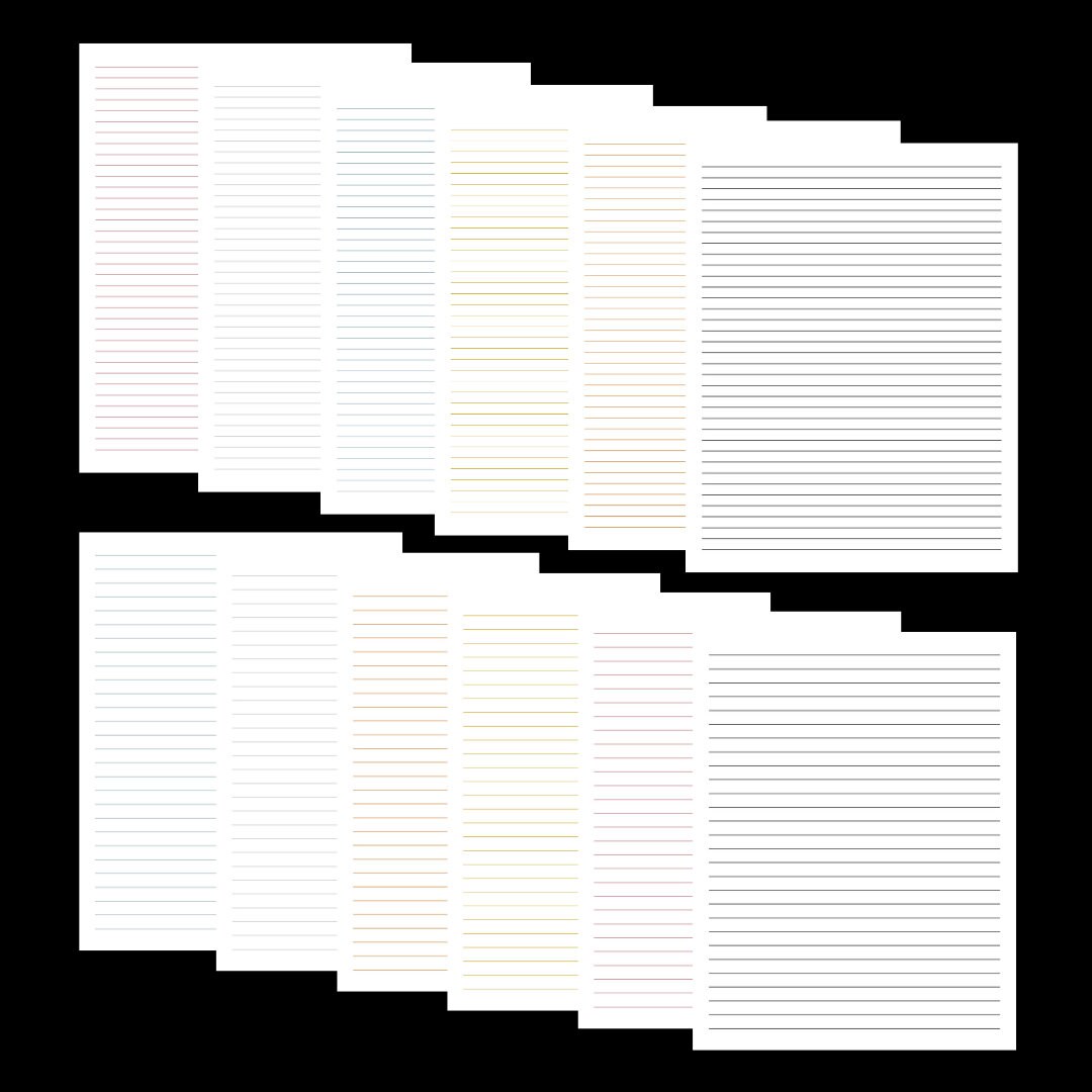 12 Printable colors of Metal Theme Colored Lined - Etsy