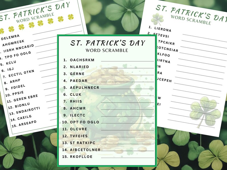 St. Patrick's Day Word Scramble Printable Set of 5 Bundle | Full and ...