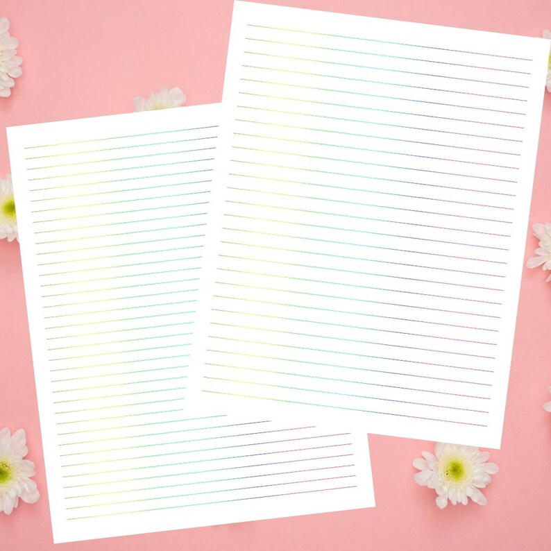 2 Printable Rainbow Colored Lined Pages Rainbow Colorful Lines Digital ...