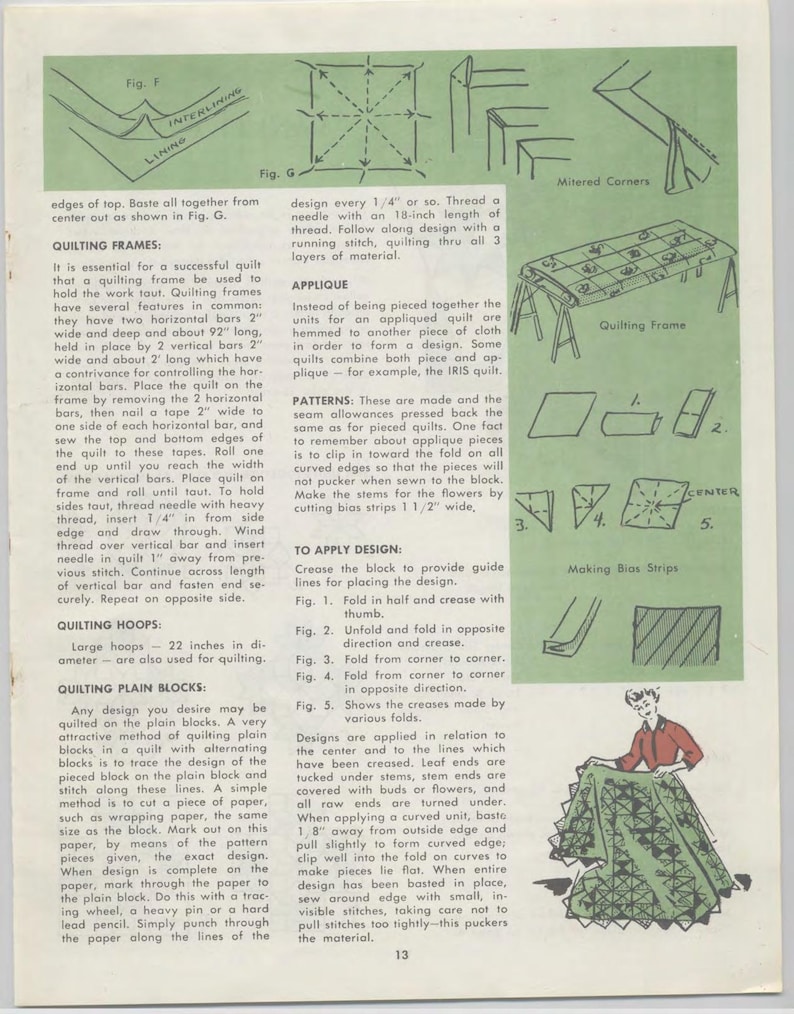 1950s Vintage Quilt Patterns | 22 Antique Aunt Martha Style Patchwork ...
