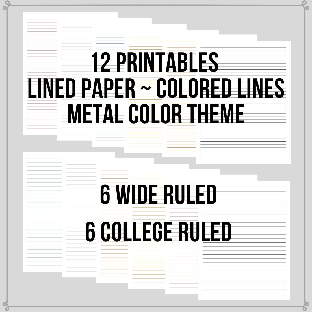 12 Printable colors of Metal Theme Colored Lined Pages Colorful Lines ...