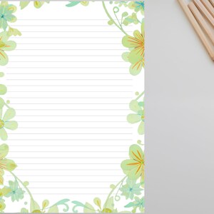 Mid Century Modern Retro Green Floral Stationery Writing Paper ...