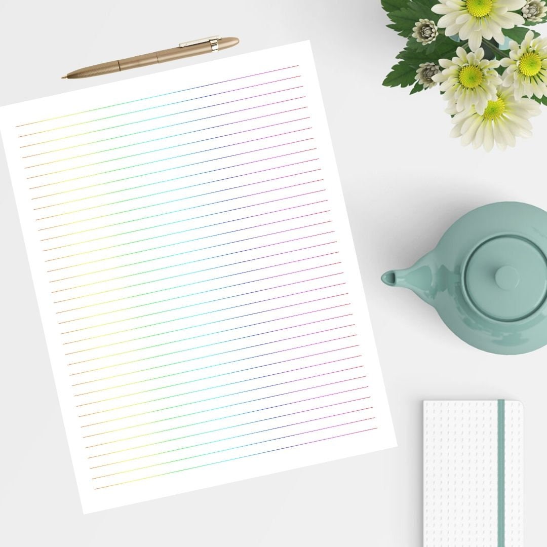2 Printable Rainbow Colored Lined Pages Rainbow Colorful Lines Digital ...