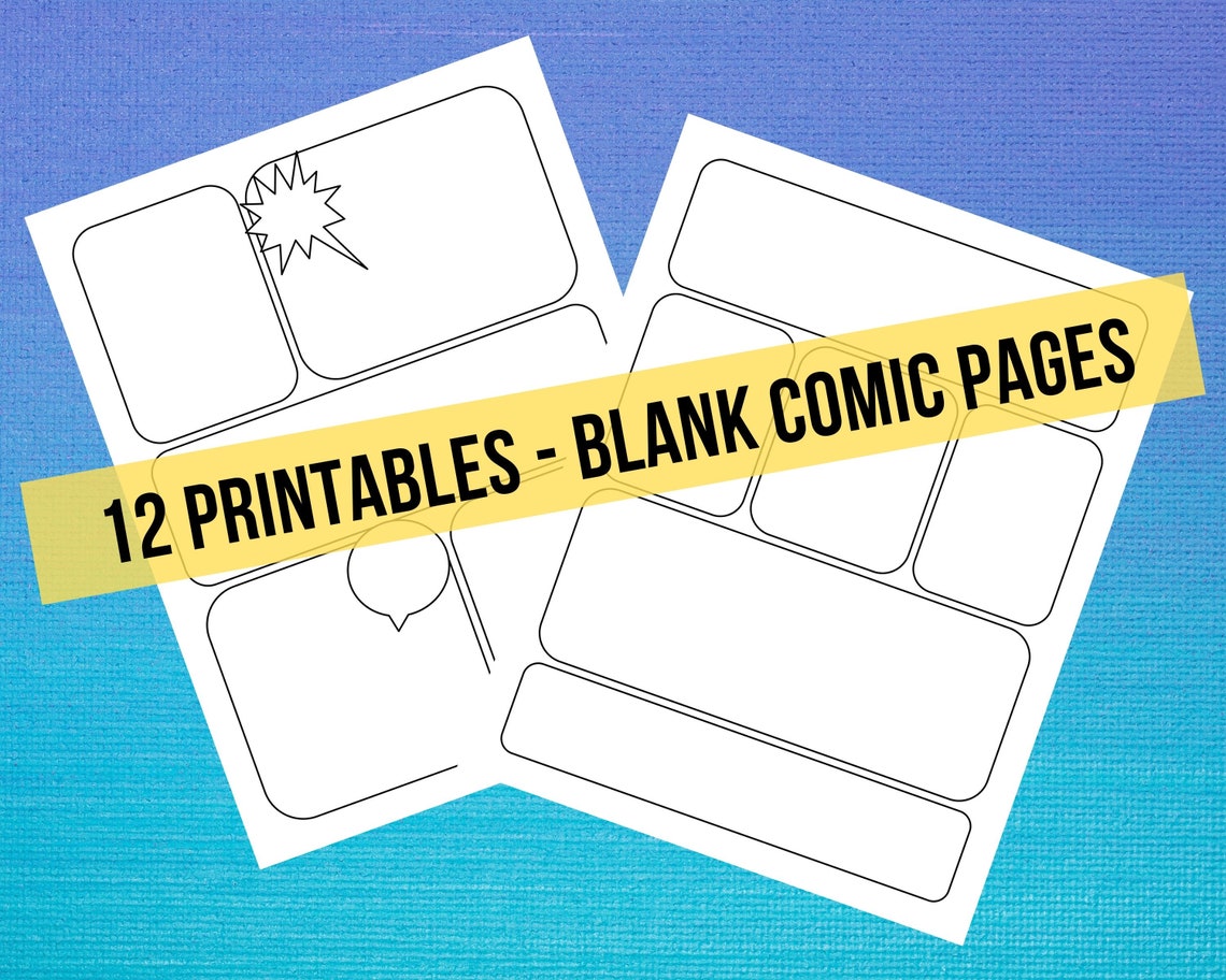 12 Printable Blank Comic Book Pages - Callouts - Digital Paper Pack ...