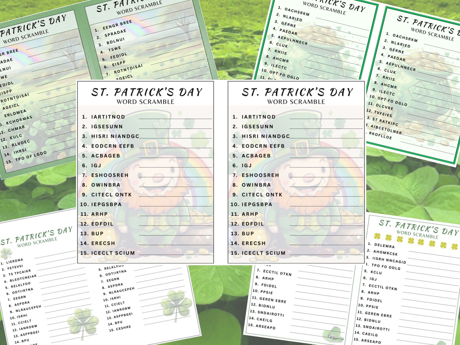 St. Patrick's Day Word Scramble Printable Set of 5 Bundle | Full and ...