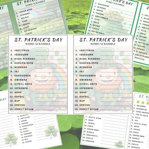 St. Patrick's Day Word Scramble Printable Set of 5 Bundle | Full and ...