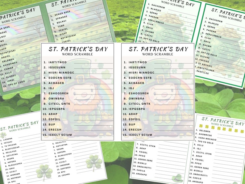 St. Patrick's Day Word Scramble Printable Set of 5 Bundle | Full and ...