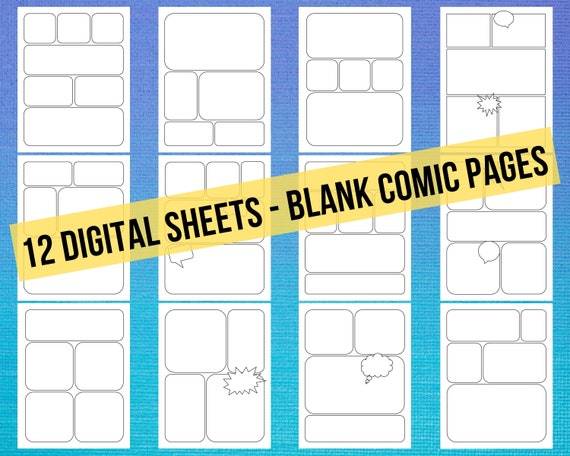 12 Printable Blank Comic Book Pages Callouts Digital Paper | Etsy Singapore