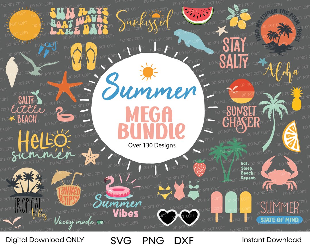 Summer Mega Bundle SVG Beach Clipart Vacation Pool Designs - Etsy
