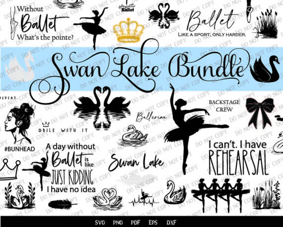 Elegant Swan Lake Ballet SVG Silhouette Bundle for Crafting and Decor ...