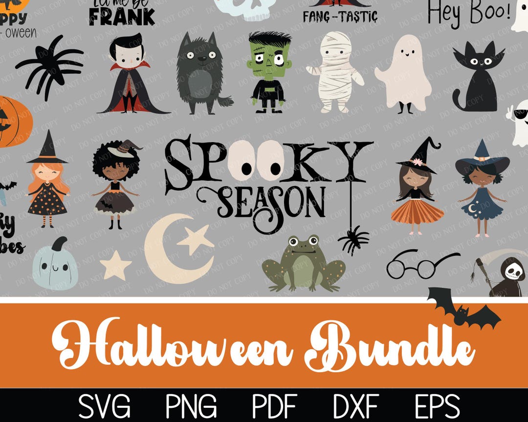 Cute and Spooky Halloween SVG and PNG Bundle for Clipart, Cricut and ...