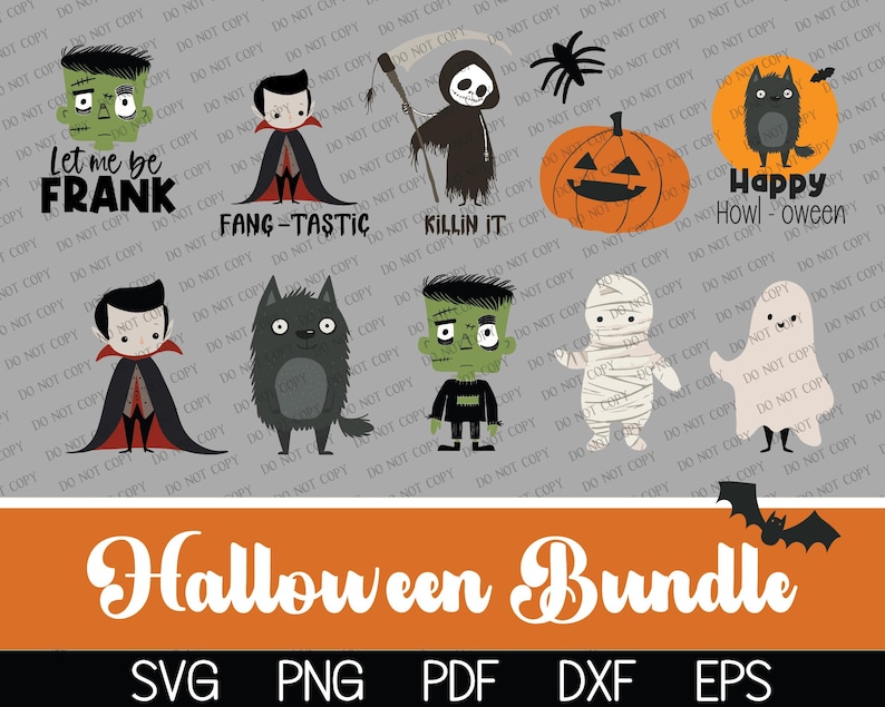 Cute and Spooky Halloween SVG and PNG Bundle for Clipart, Cricut and ...