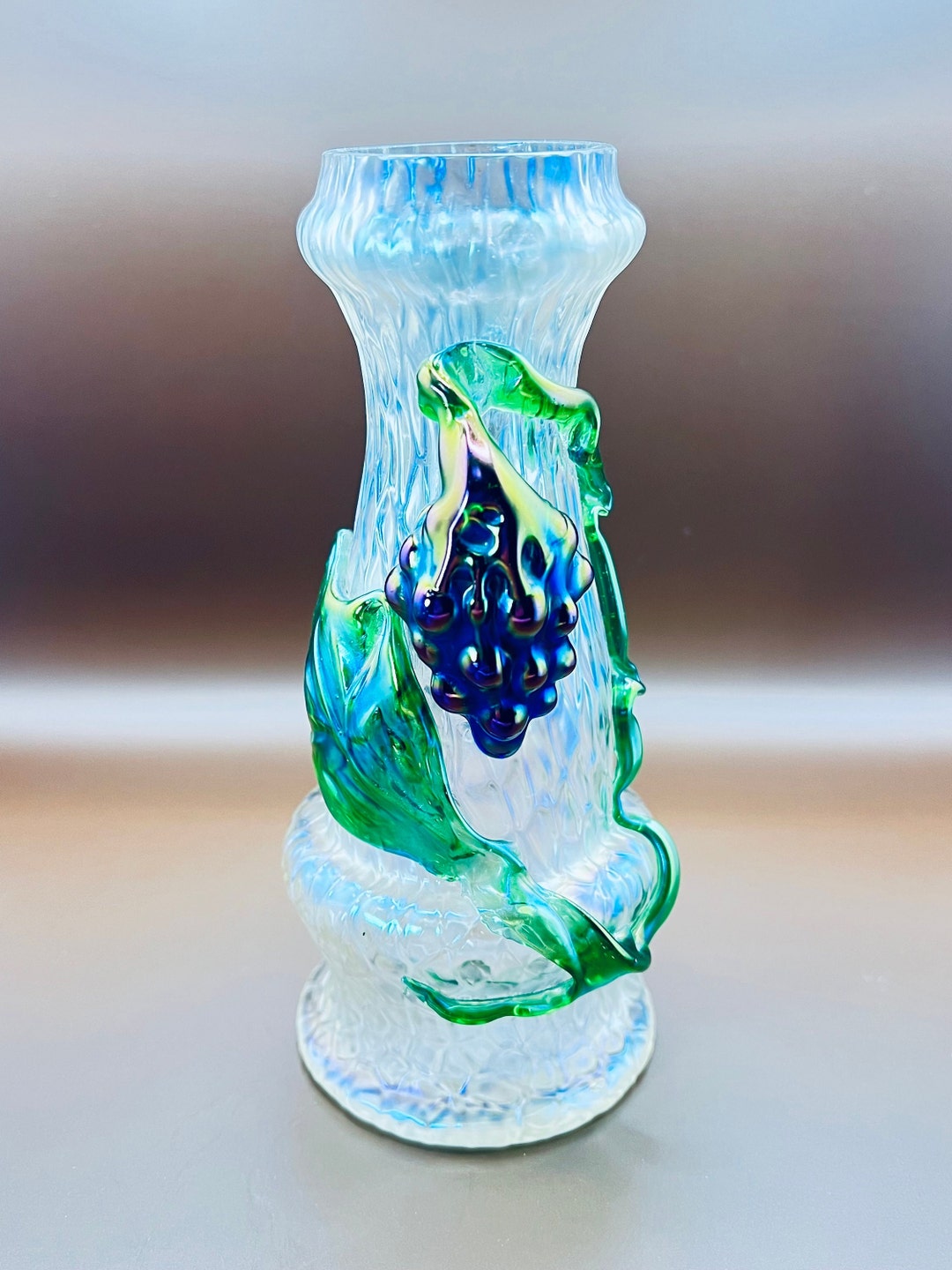 Bohemian Iridescent Kralik Martelé Glass Vase Kralik Applied - Etsy