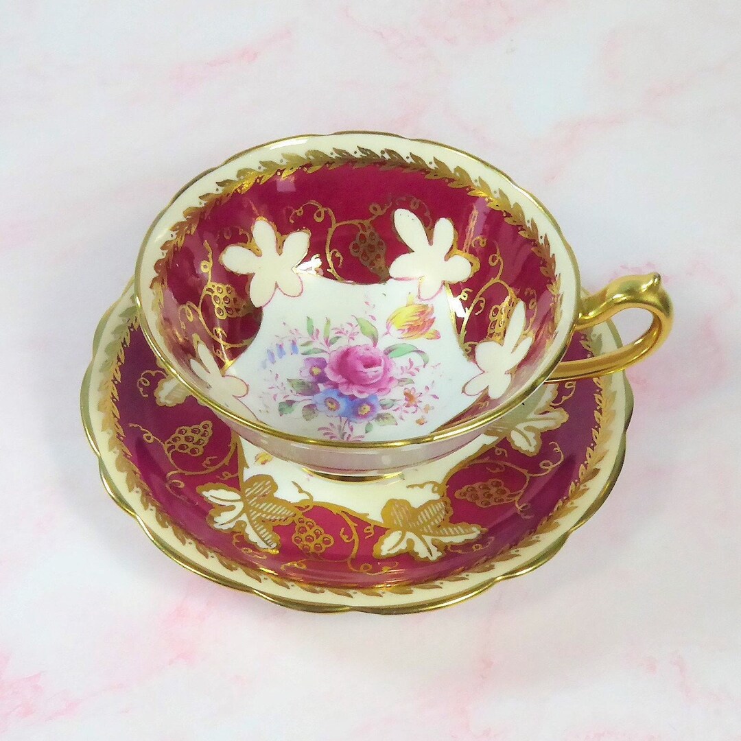 Hand Painted Paragon Tea Cup and Saucer, Double Warrant Paragon Teacup ...