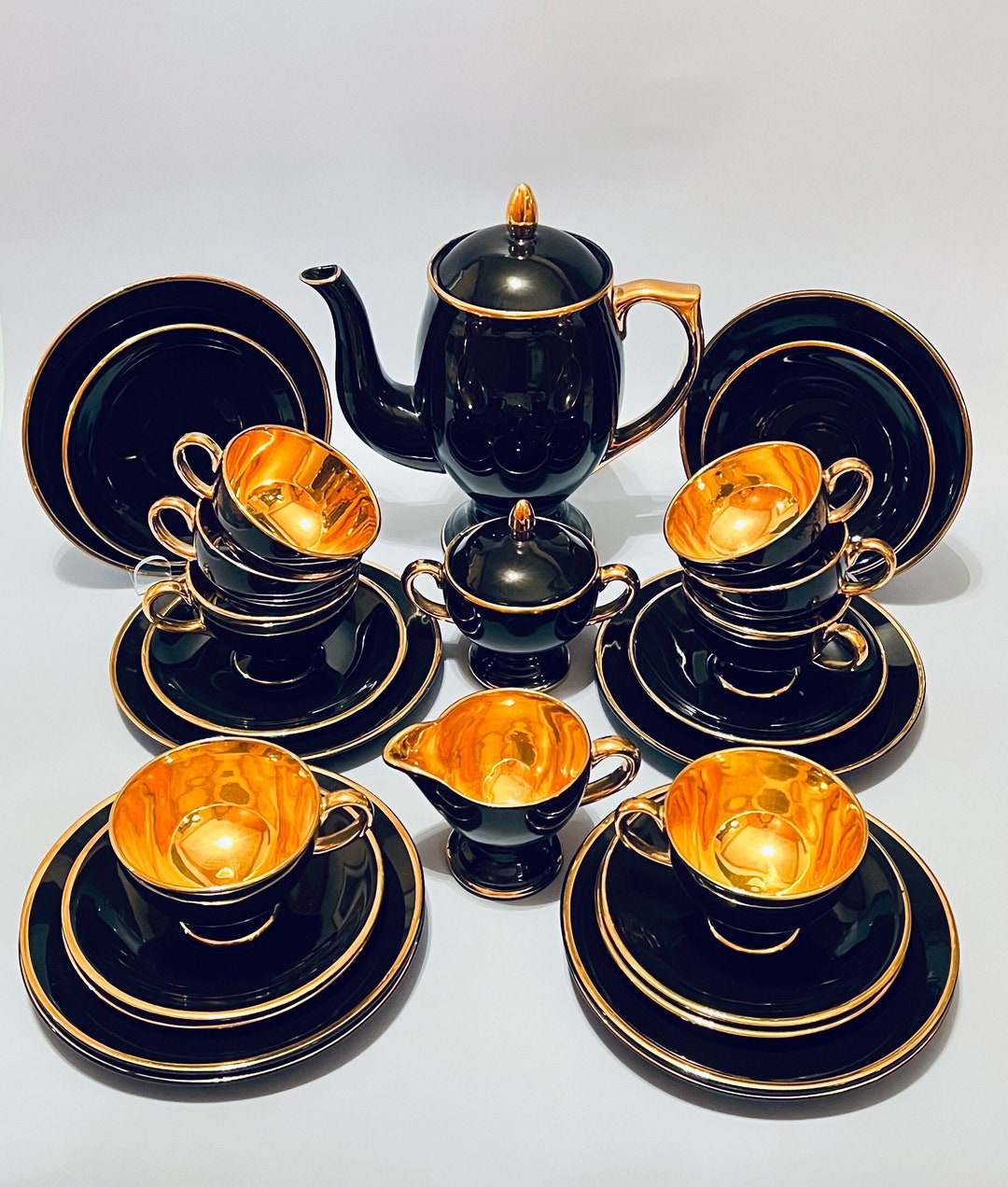 Egersund Norsk Flint Black and Gold DEMITASSEE Espresso Pot - Etsy