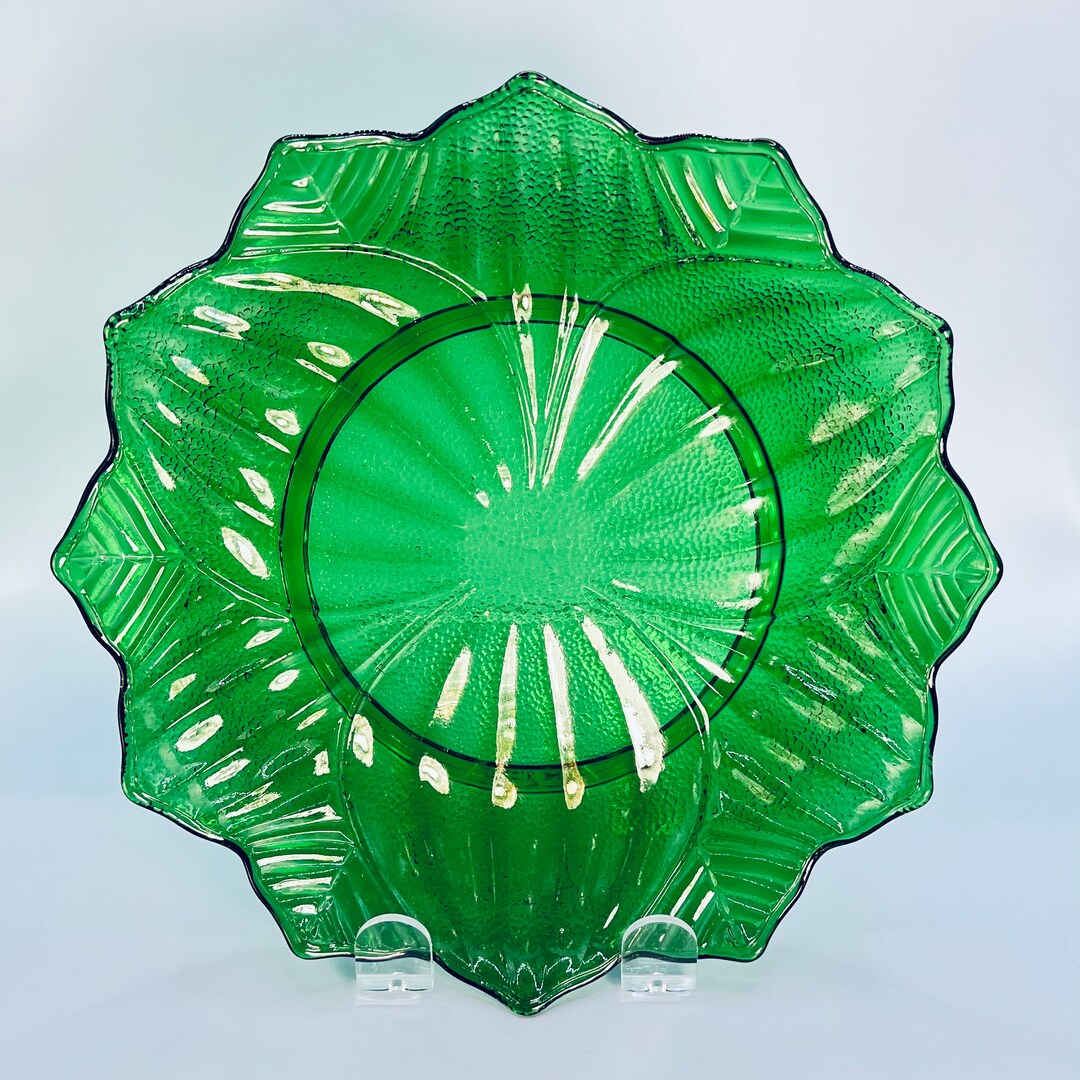 Rare 1950's Fire King Green Leaf and Blossom Dessert Plate, Anchor ...