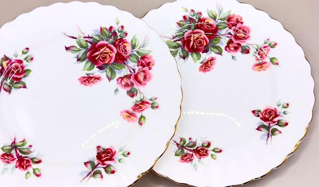 Royal Albert Centennial Rose Side Plates, Orange Rose Plates 6 3/4 ...
