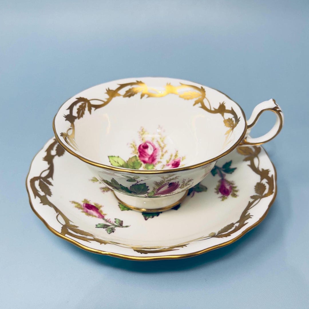 Vintage Royal Chelsea Moss Rose Tea Cup and Saucer Set : English Bone ...