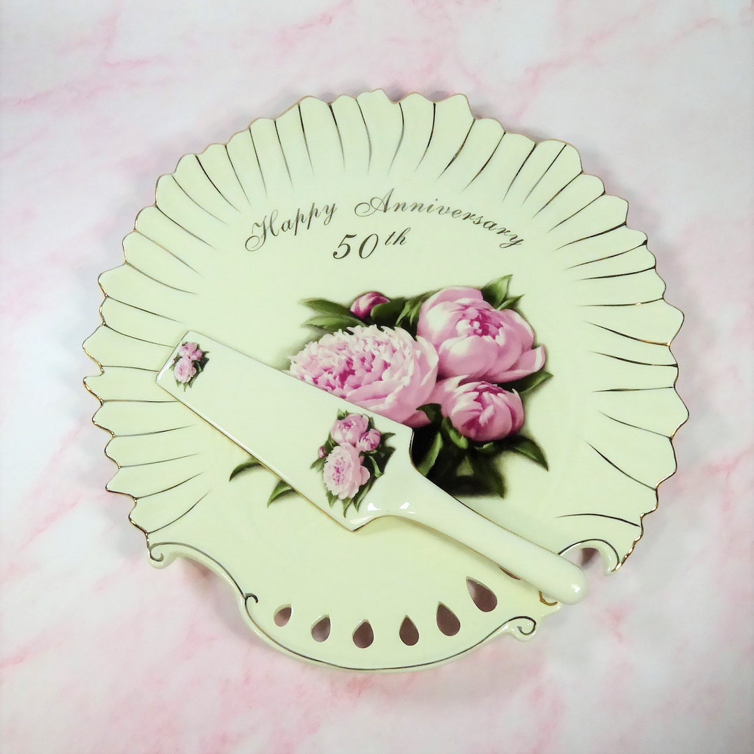 Royal Elfreda Happy Anniversary Cake Plate With Server - Etsy