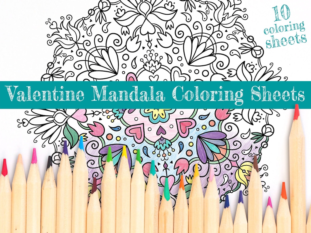 Valentine Mandala Coloring Sheets - Instant Digital Download - Print or ...