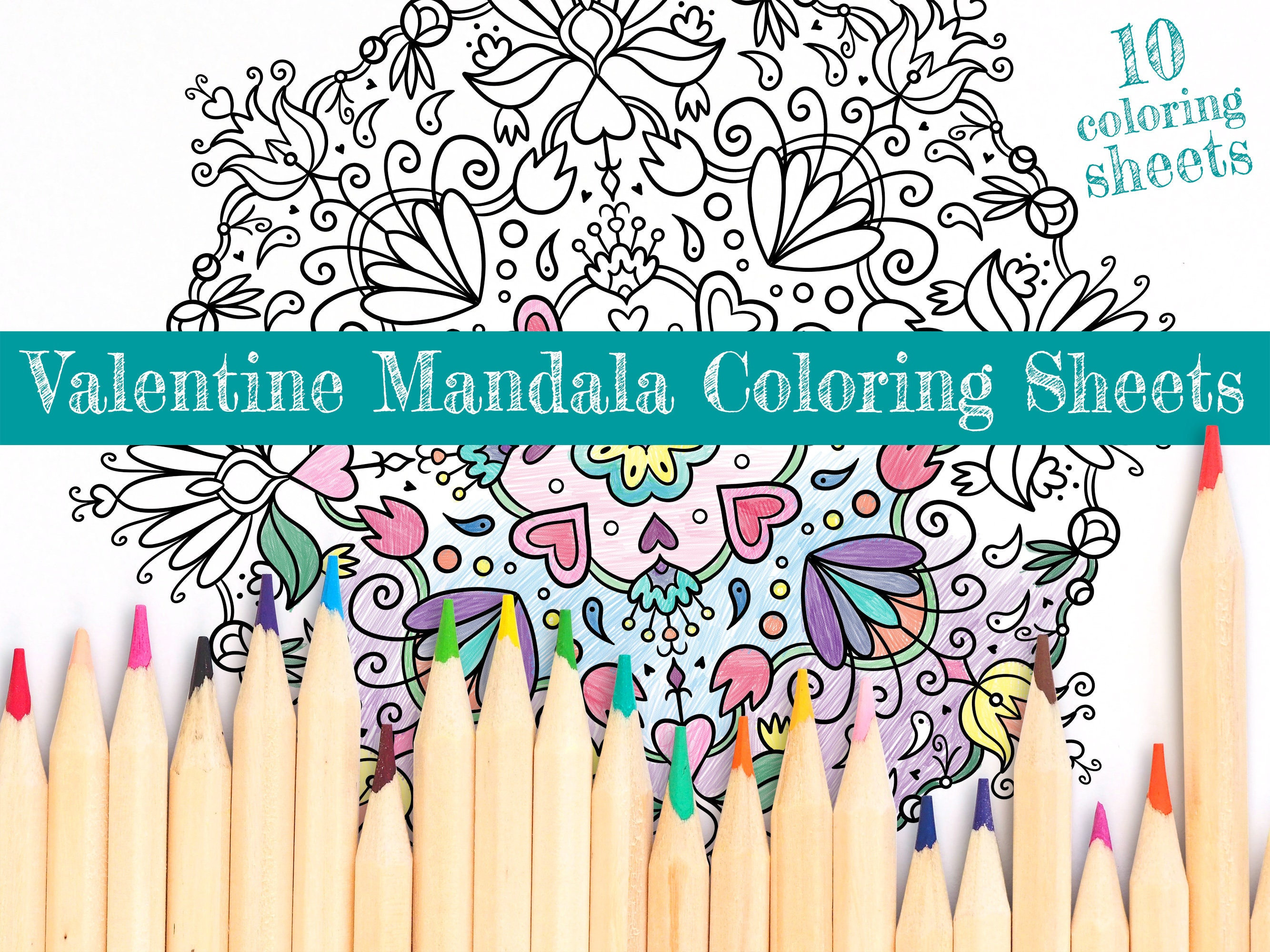 Valentine Mandala Coloring Sheets - Instant Digital Download - Print or ...