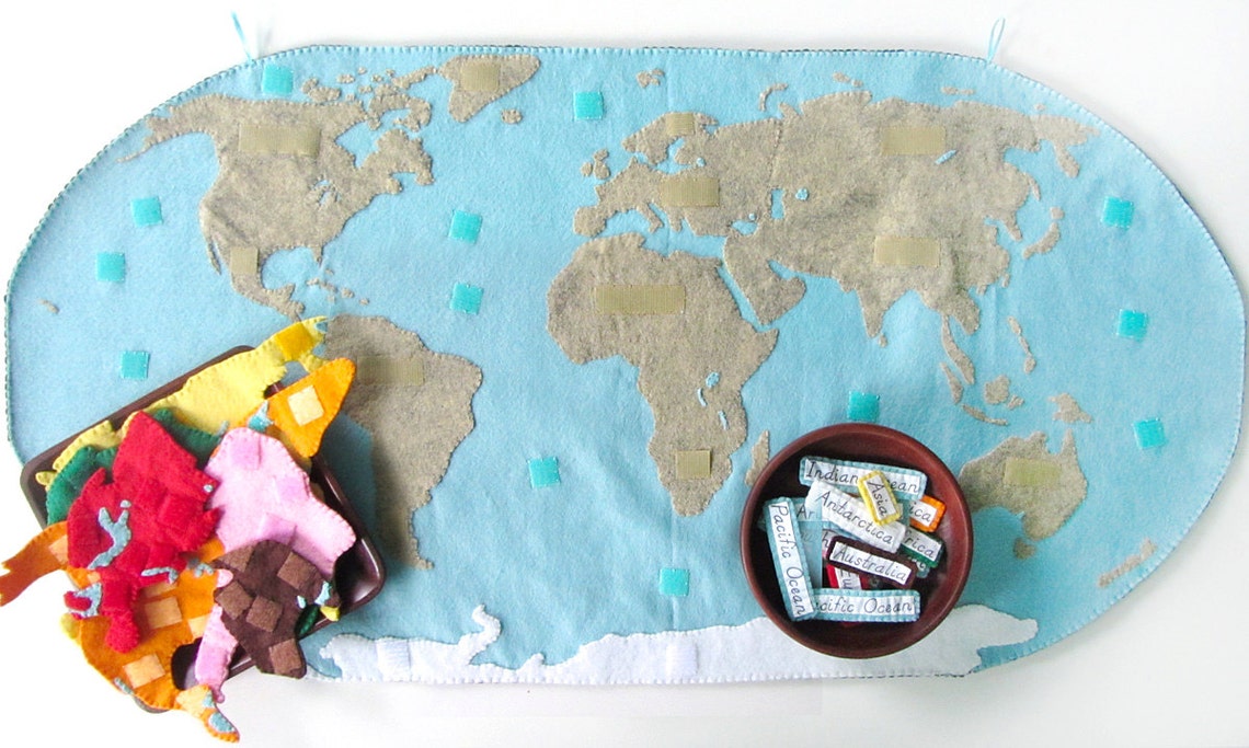 Continents of the World Felt Map Commercial License - Etsy