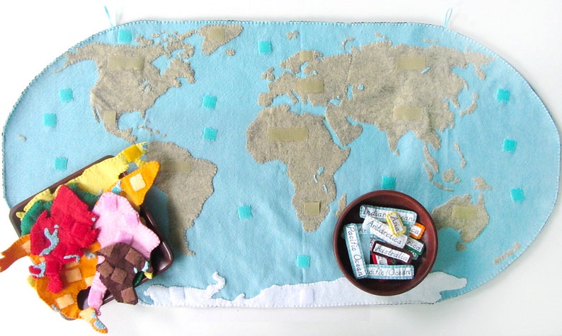 Continents of the World Felt Map Commercial License - Etsy Canada