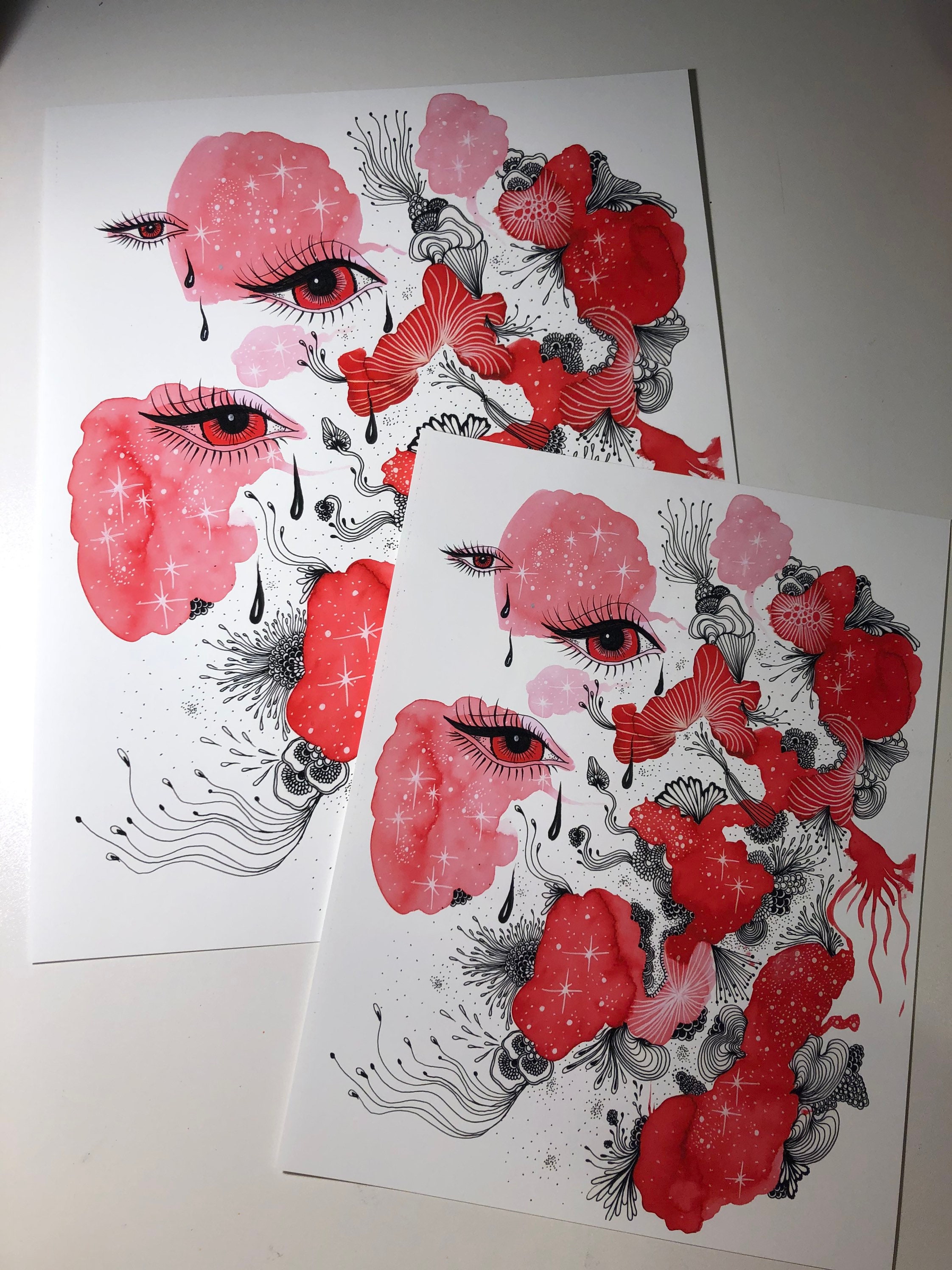 Strawberry Ink Print | Etsy