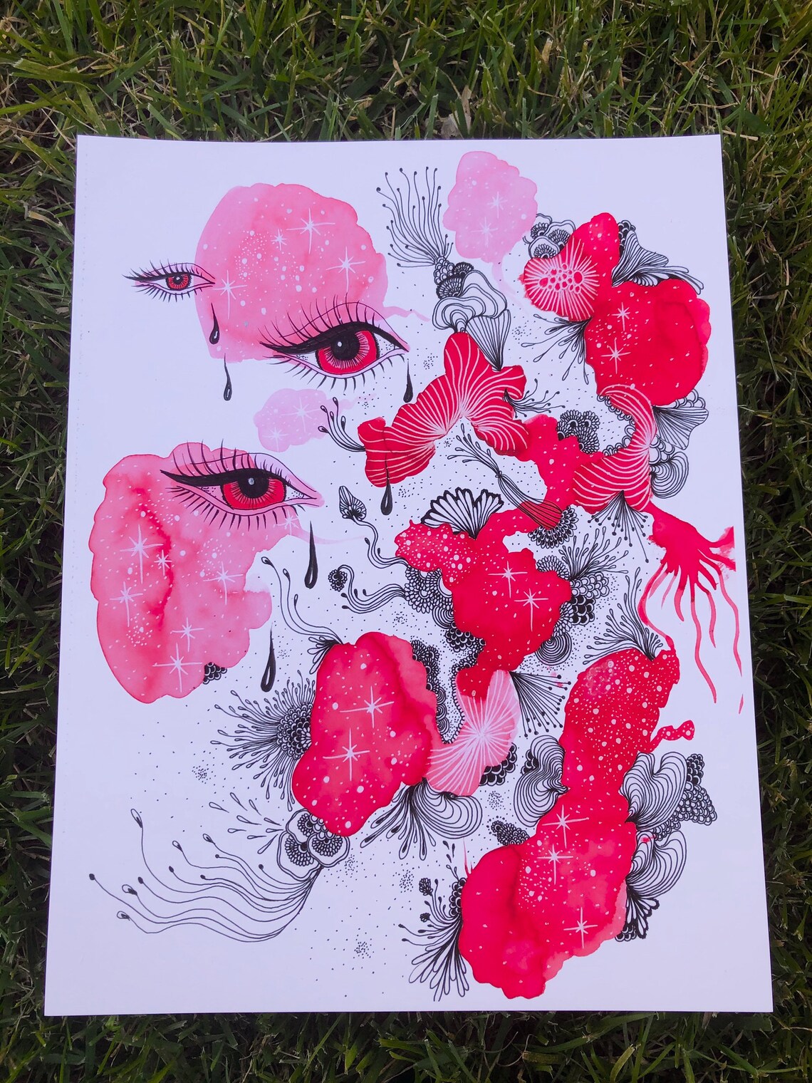 Strawberry Ink Print | Etsy