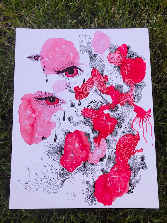 Strawberry Ink Print | Etsy