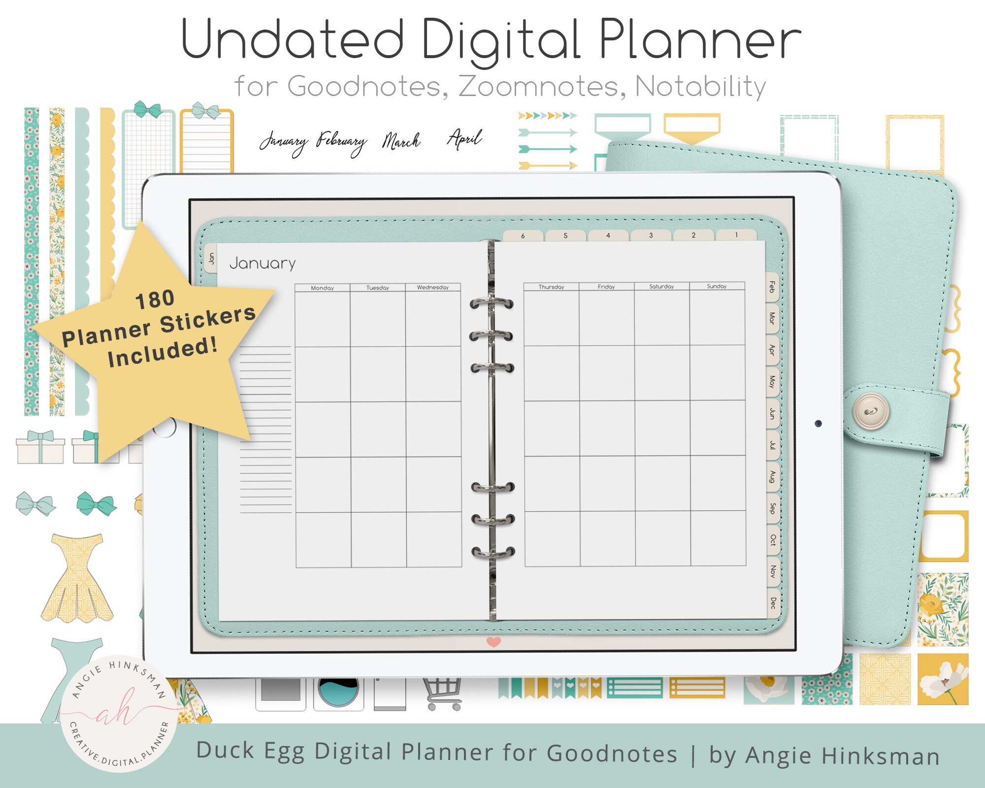 Goodnotes Planner Duck digital stickers weekly planner Instant Download ...