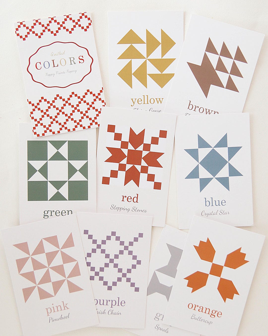 Quilted Colors Flashcards PRINTABLE - Etsy