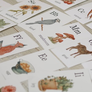 Nature Alphabet Flashcards / Watercolor Alphabet Cards / Homeschool ...