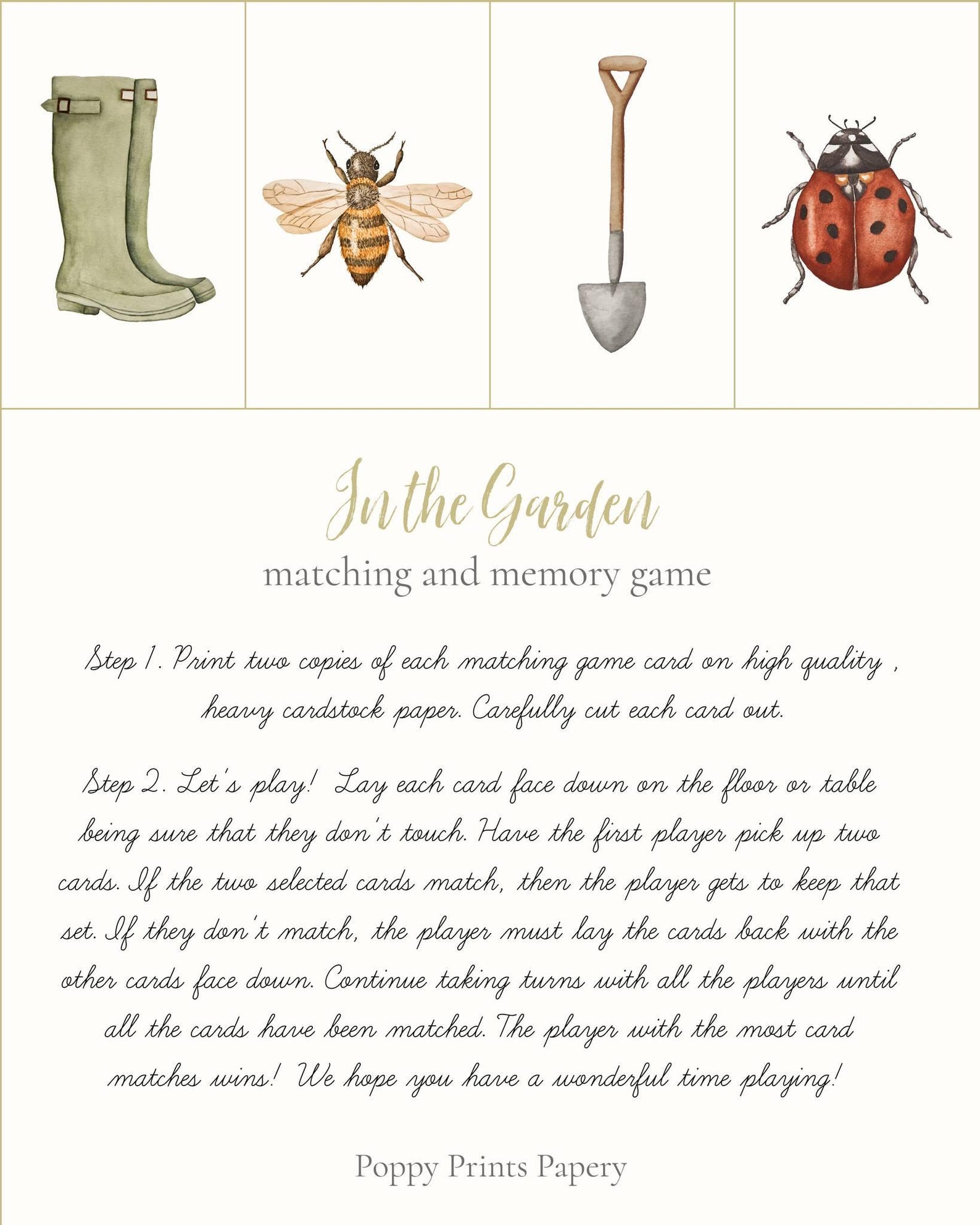 PRINTABLE Matching Game / Memory Game / Nature Themed Study ...