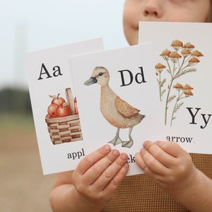 Nature Alphabet Flashcards / Watercolor Alphabet Cards / Homeschool ...