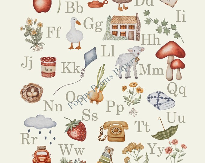 Country Cottage Alphabet Chart PRINTABLE ( All Hand Painted Images ...